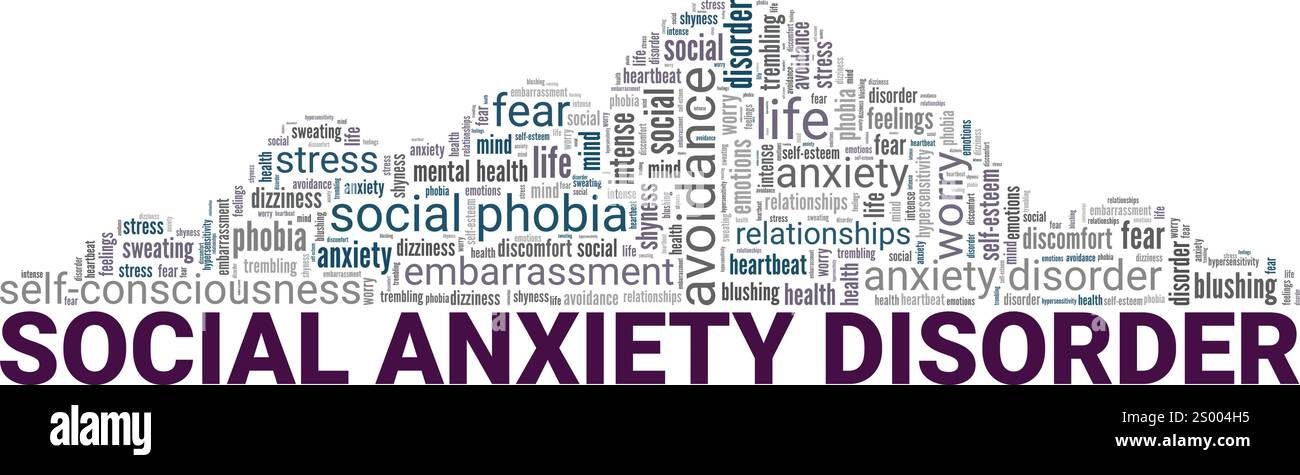 SAD Social Anxiety Disorder word cloud conceptual design isolated on ...