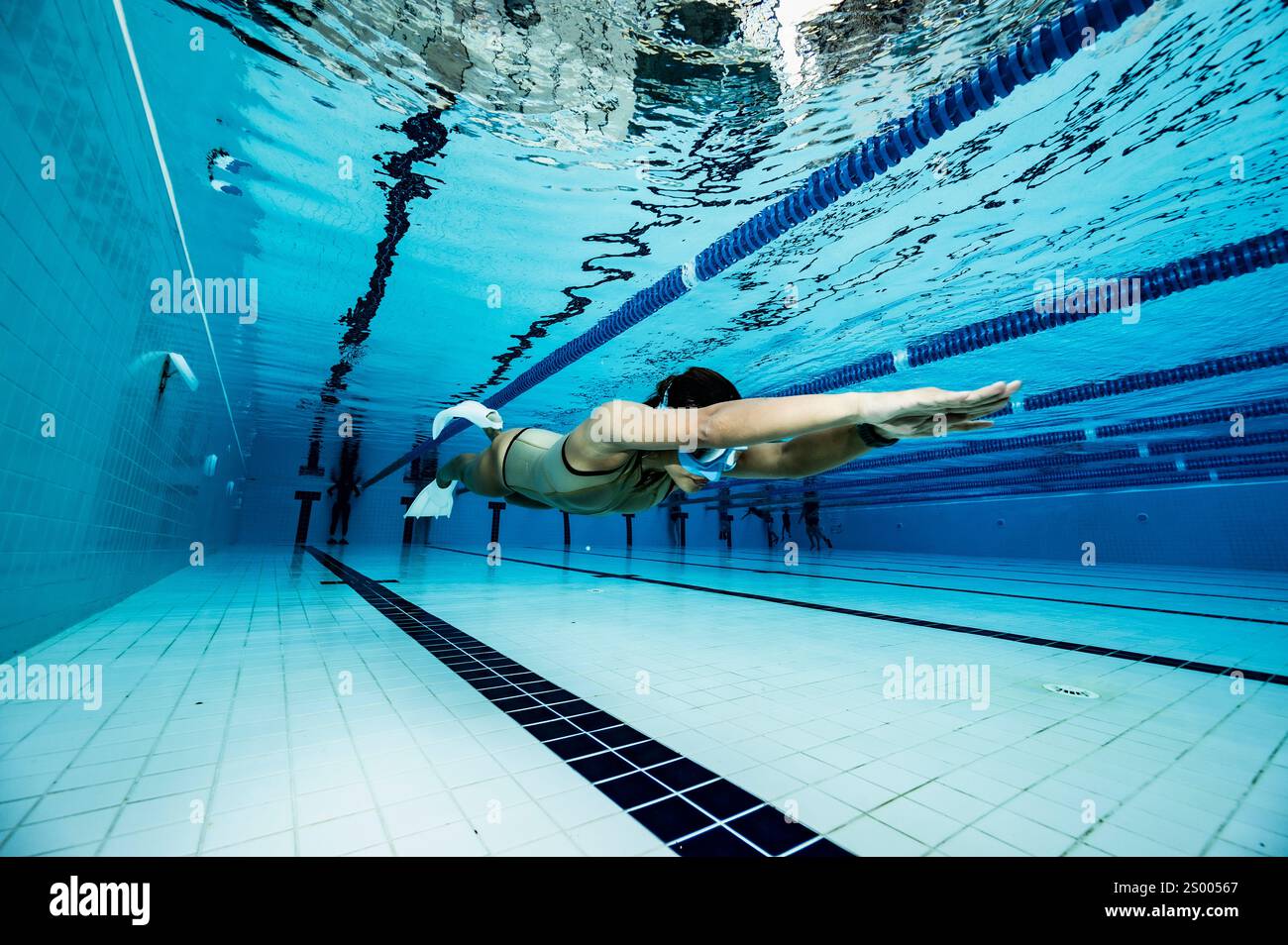 freediver practising in a pool in Bangkok Stock Photo - Alamy