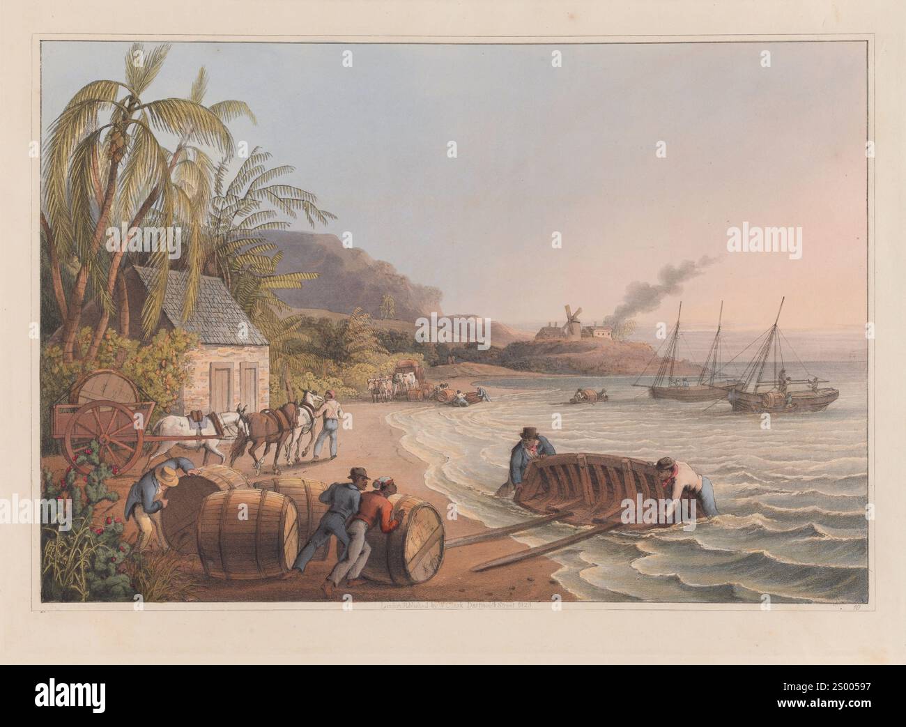 Carting and putting sugar-hogsheads on board. From Views in the island ...