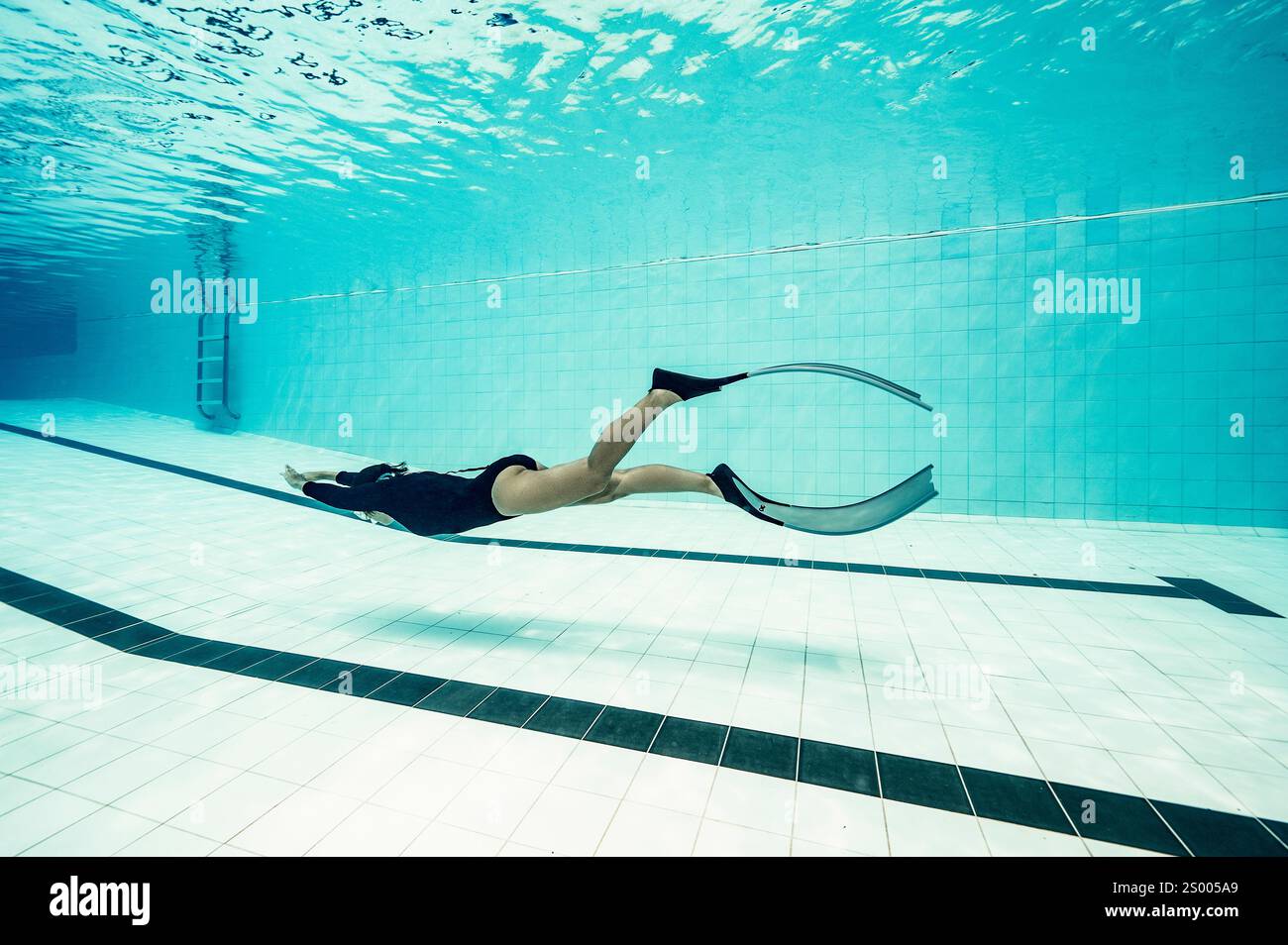 freediver practising in a pool in Bangkok Stock Photo - Alamy