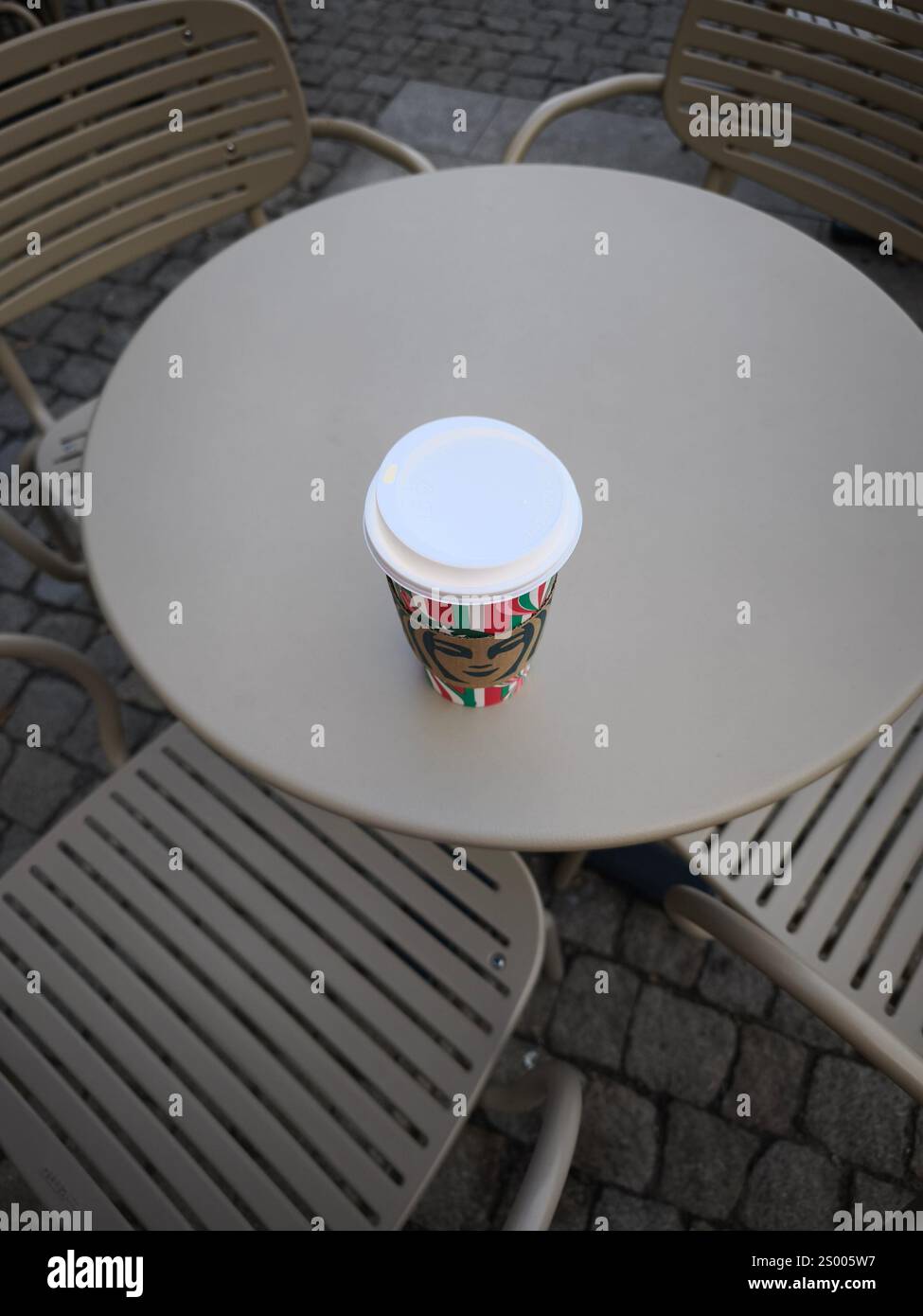 Prague, Czech republic - December 15, 2024: Disposable coffee cup ...