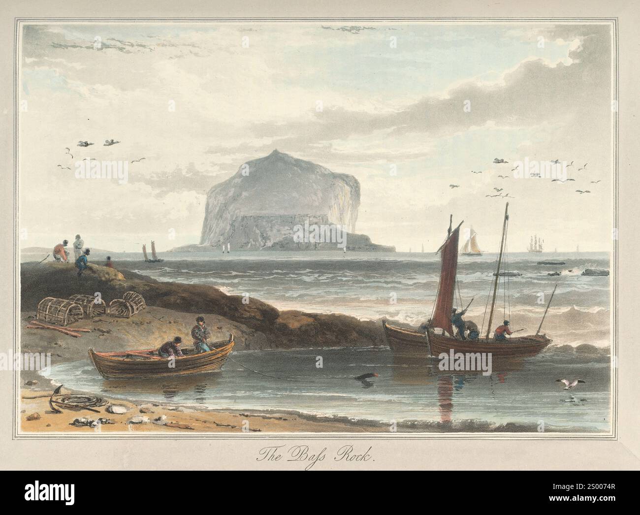 The Bass Rock, Firth of Forth in the east of Scotland. Vintage British ...