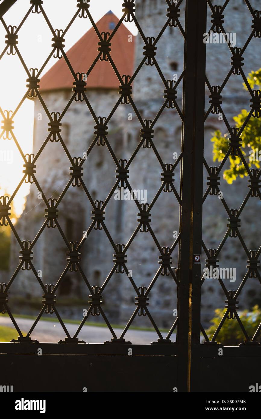 C?sis Castle Park behind a black metal gate Stock Photo - Alamy