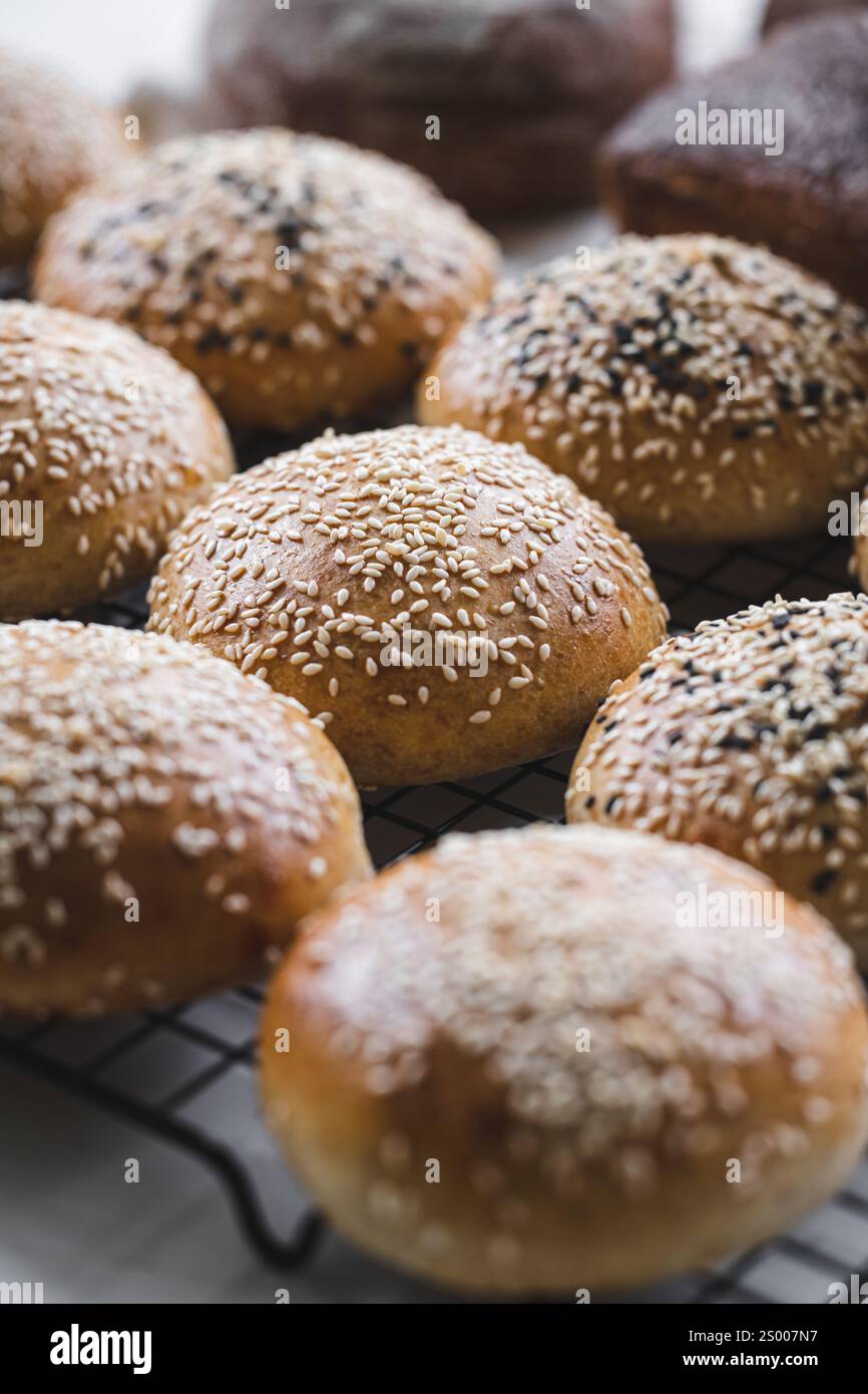 Home-baked bread with sesame seeds Stock Photo - Alamy