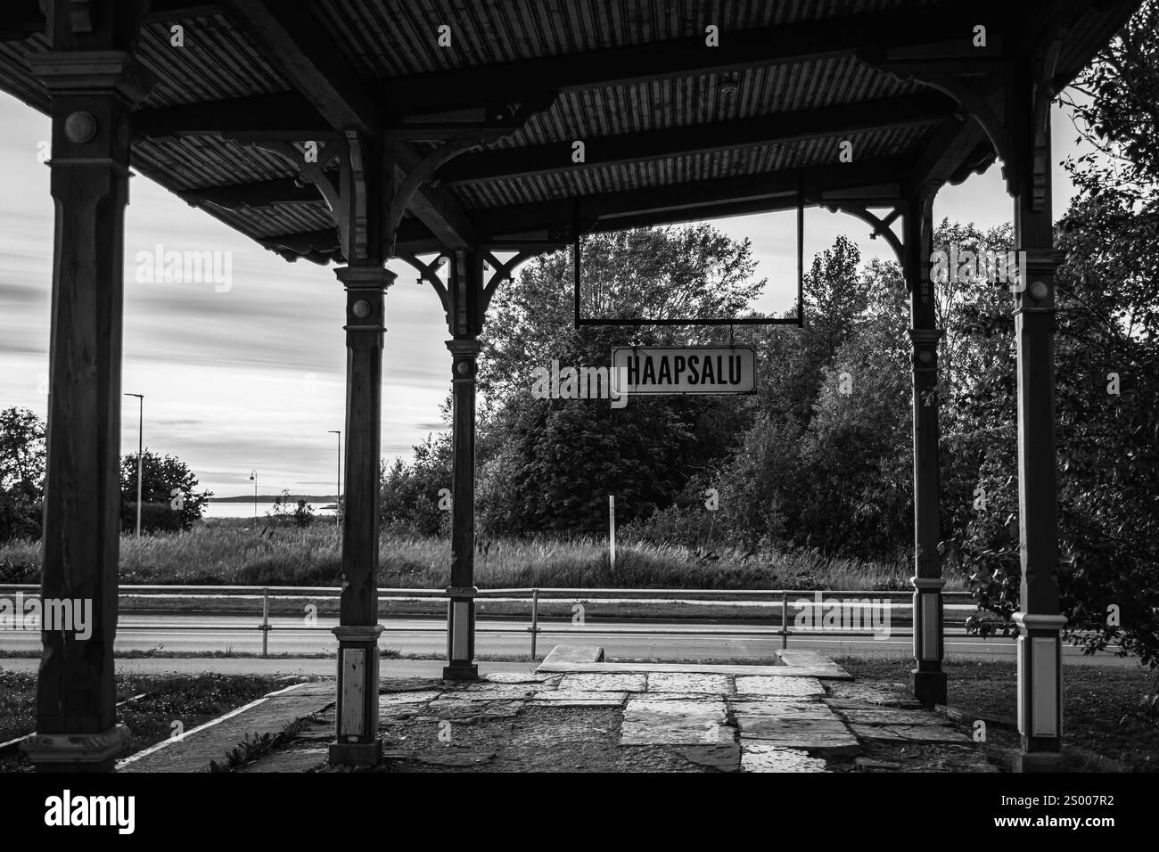Old station, wooden arches, station building Stock Photo - Alamy