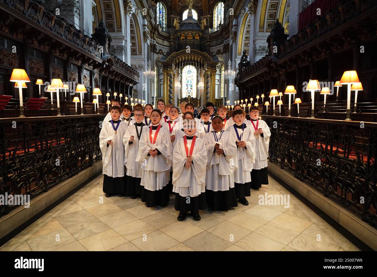 Choristers of St Paul's Cathedral choir in London during their ...