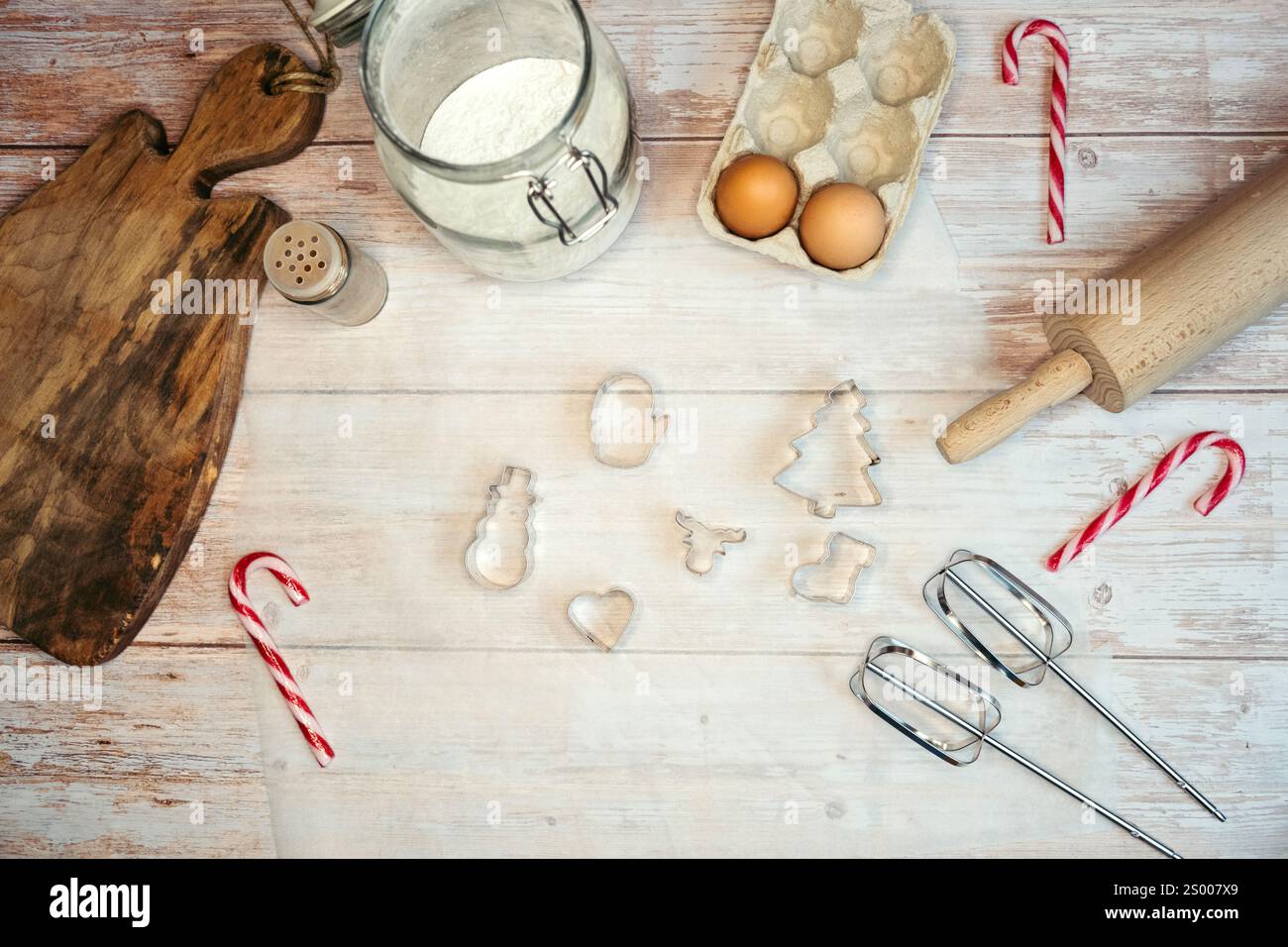 Christmas baking setup with cookie cutters Stock Photo - Alamy