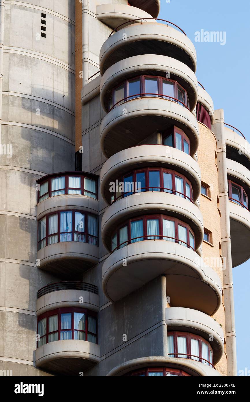 Curved terraces in a skyscraper in Benidorm Stock Photo - Alamy