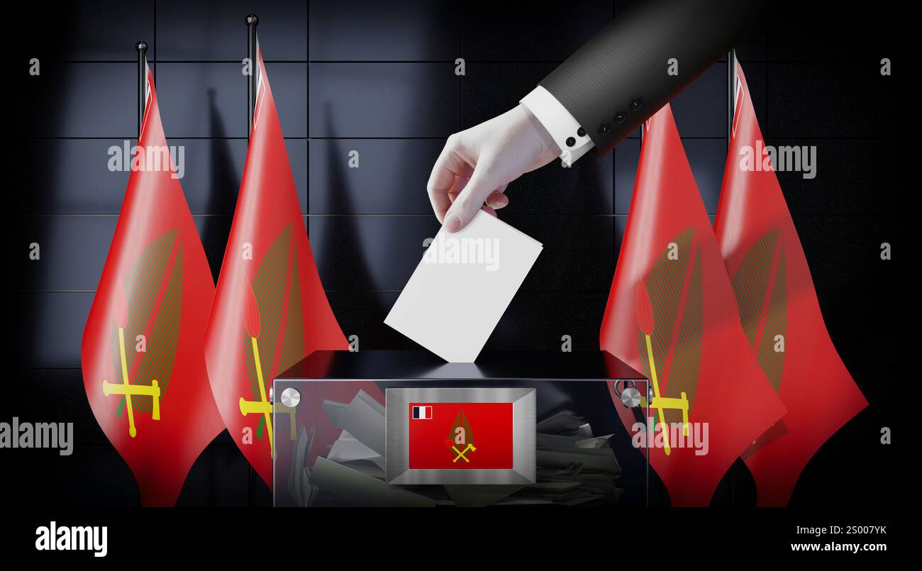 Alo - flags and ballot box - voting, election concept - 3D illustration ...