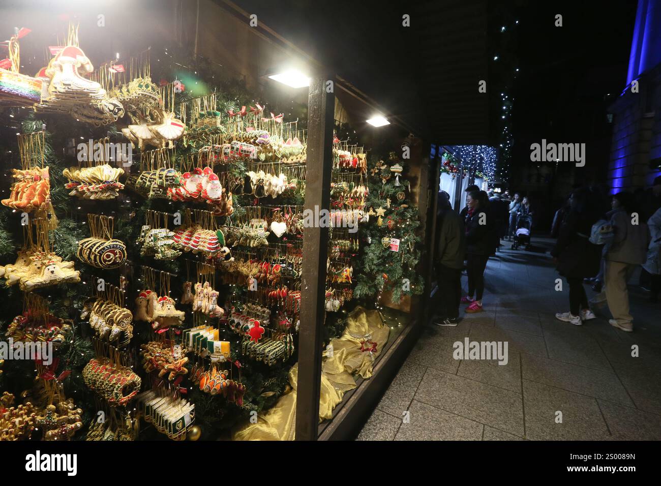 A festive gift stall from the Christmas Market in Belfast city centre ...