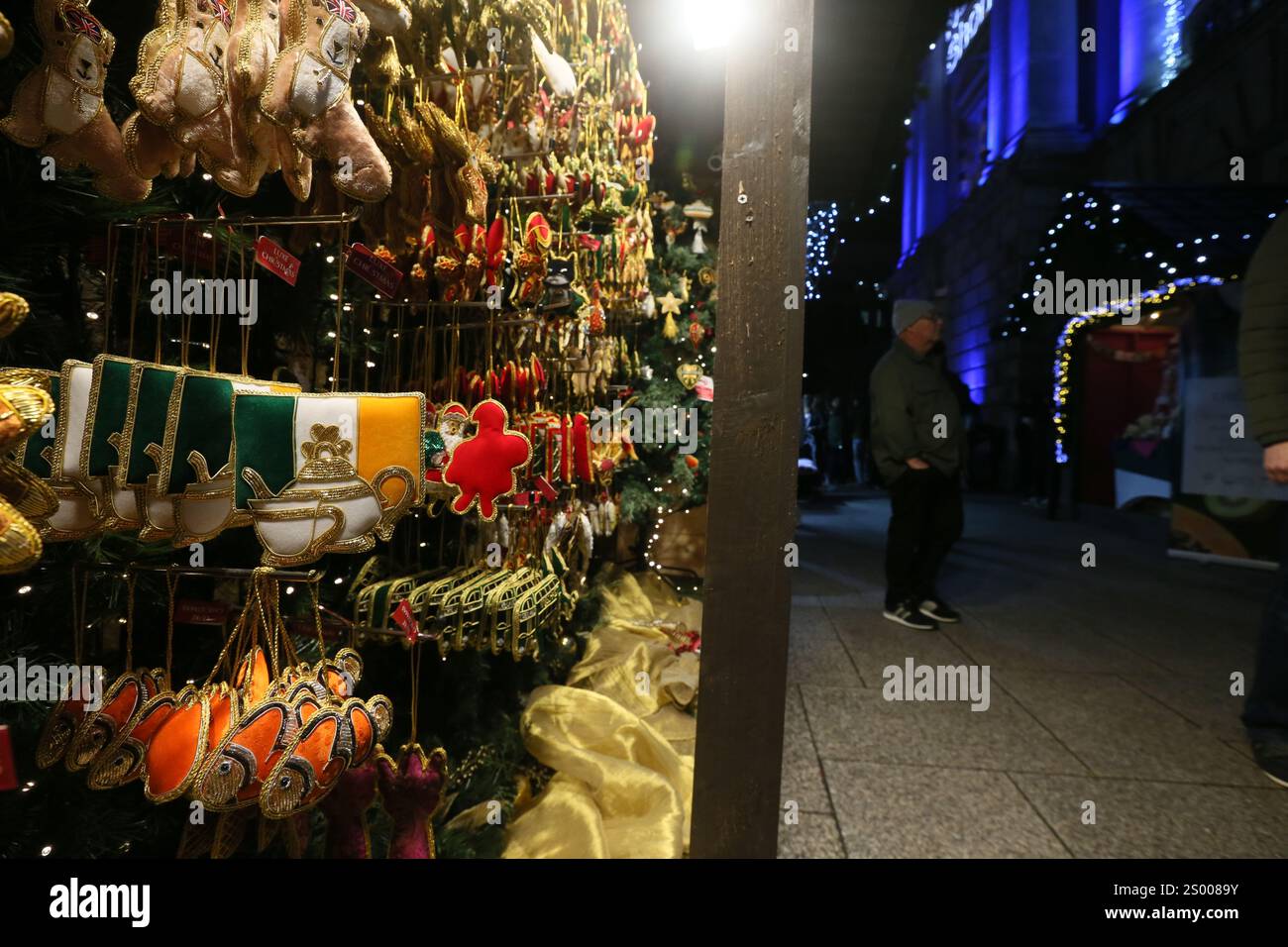 A festive gift stall from the Christmas Market in Belfast city centre ...