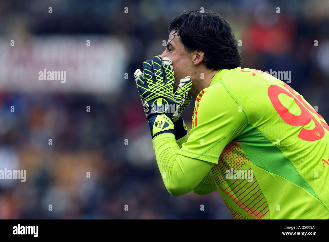Rome, Italy. 22nd Dic, 2024. Mile Svilar goalkeeper of Roma shouts ...