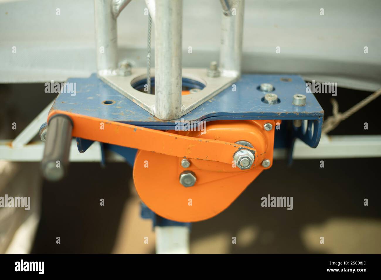 Winch for lifting the stage. Cable winding mechanism Stock Photo - Alamy