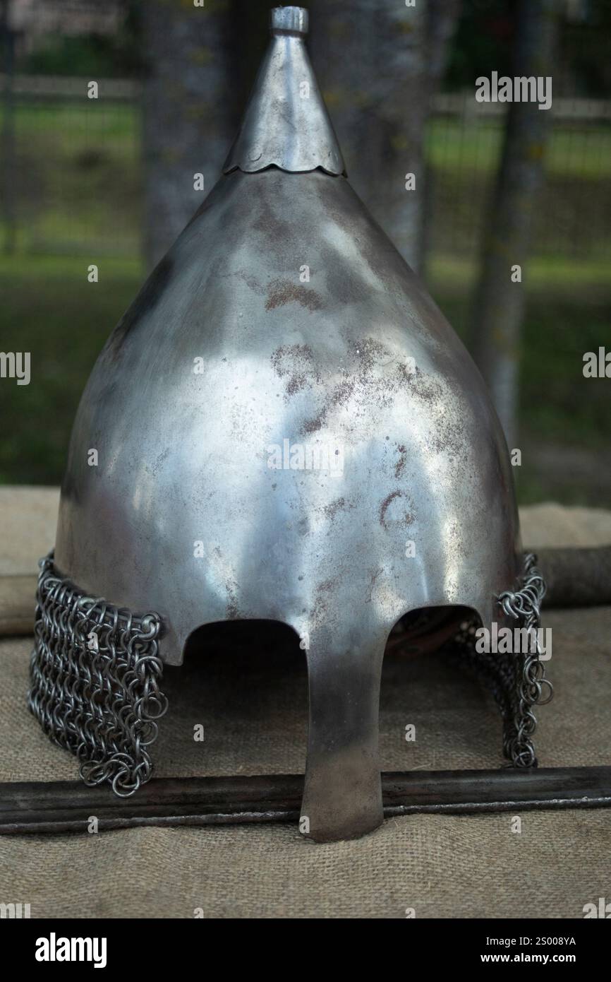 Knights helmet. Medieval lats. Good Stock Photo - Alamy
