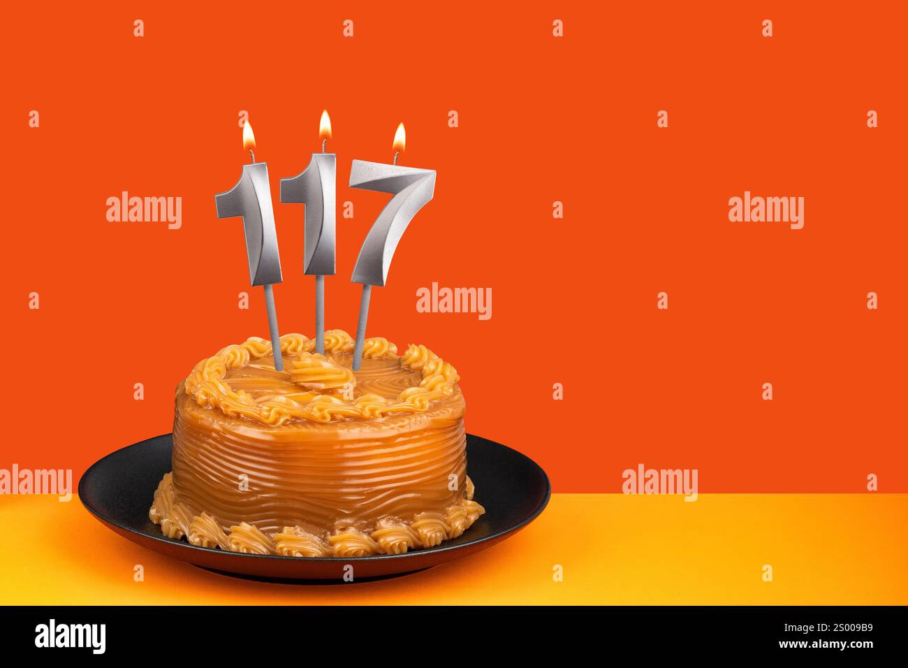 Birthday candle number 117 - Cake with dulce de leche frosting Stock ...