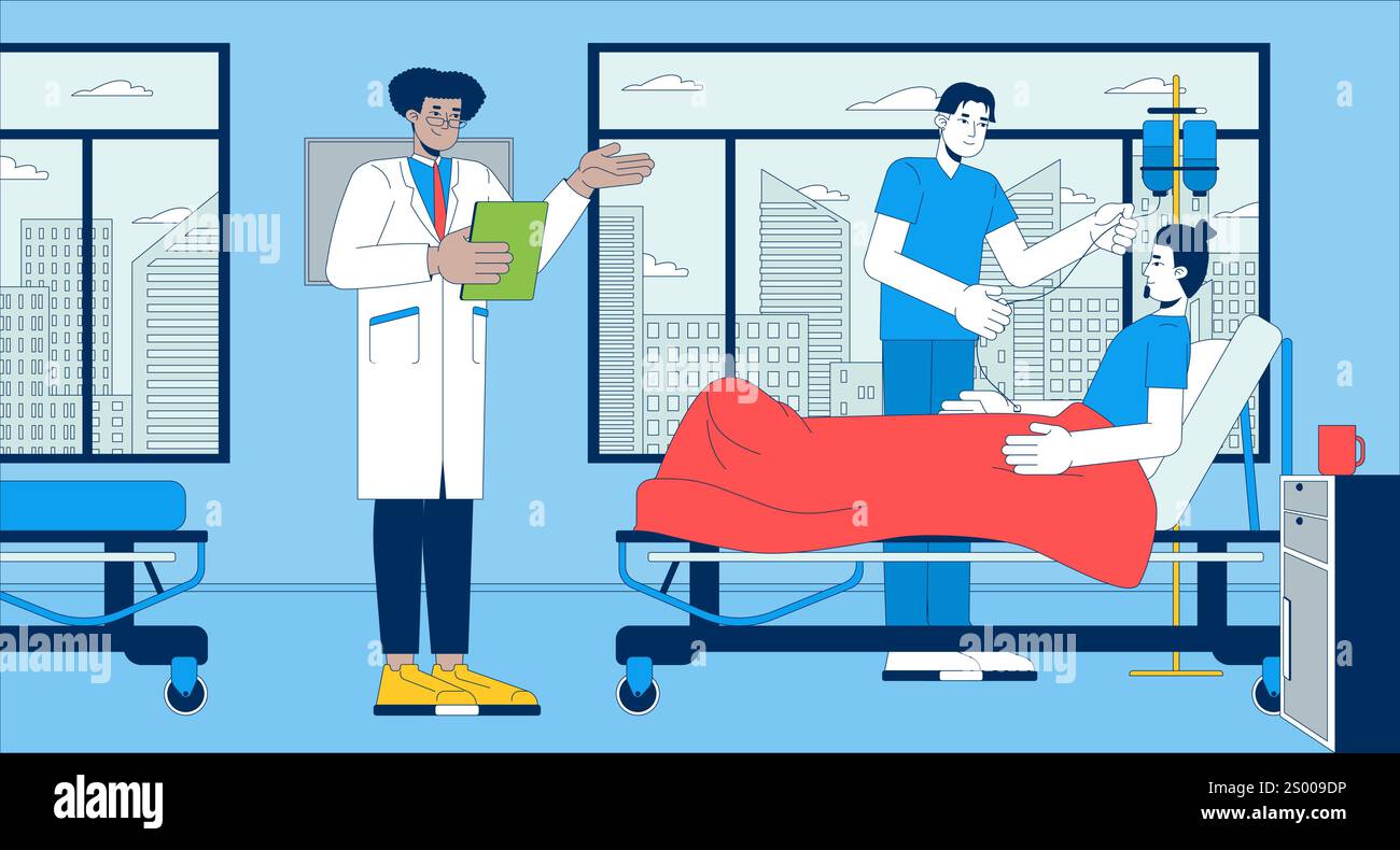 Nurse adjusting hospital bed in Stock Vector Images - Alamy