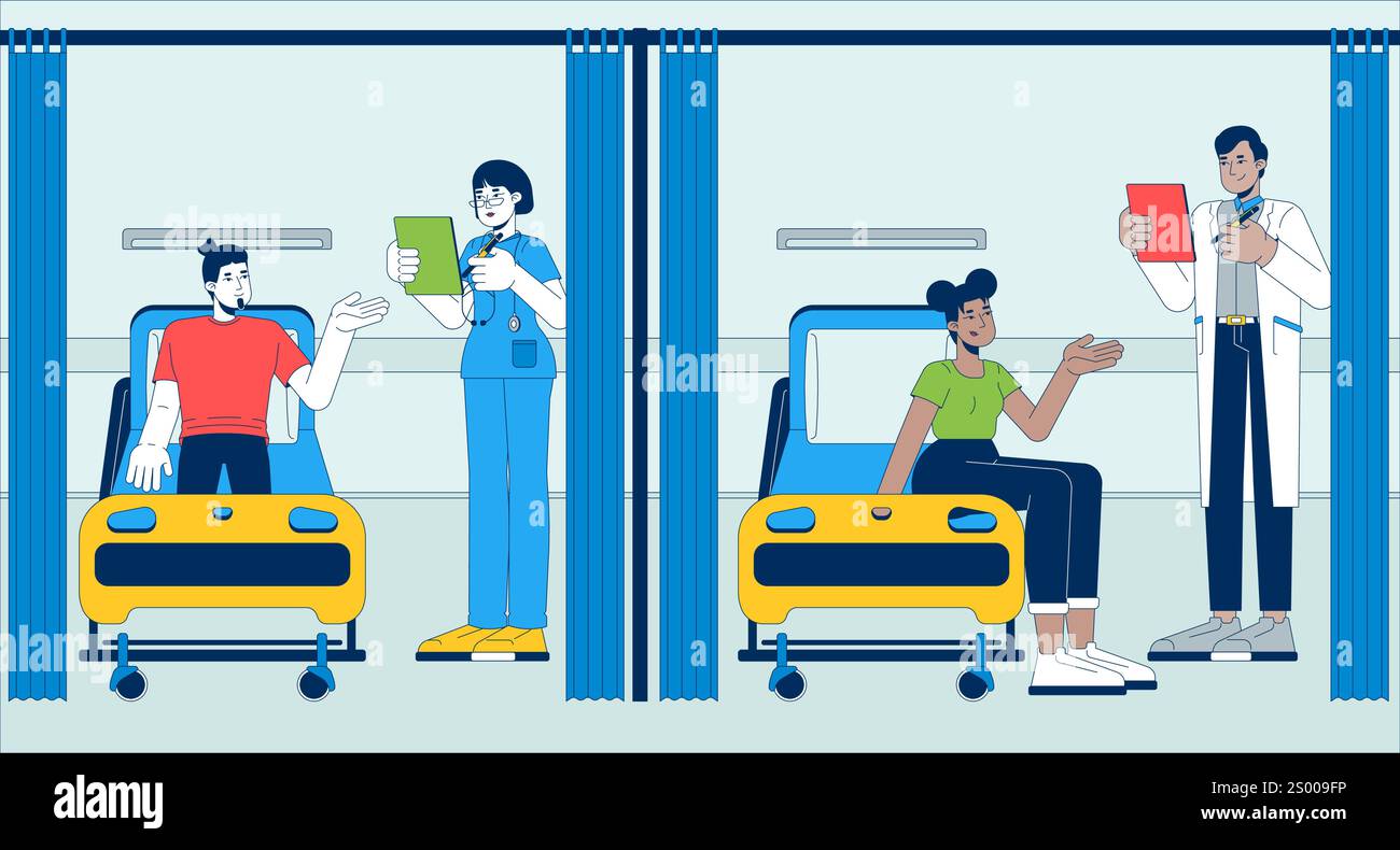 Emergency room patients flat illustration Stock Vector Image & Art - Alamy