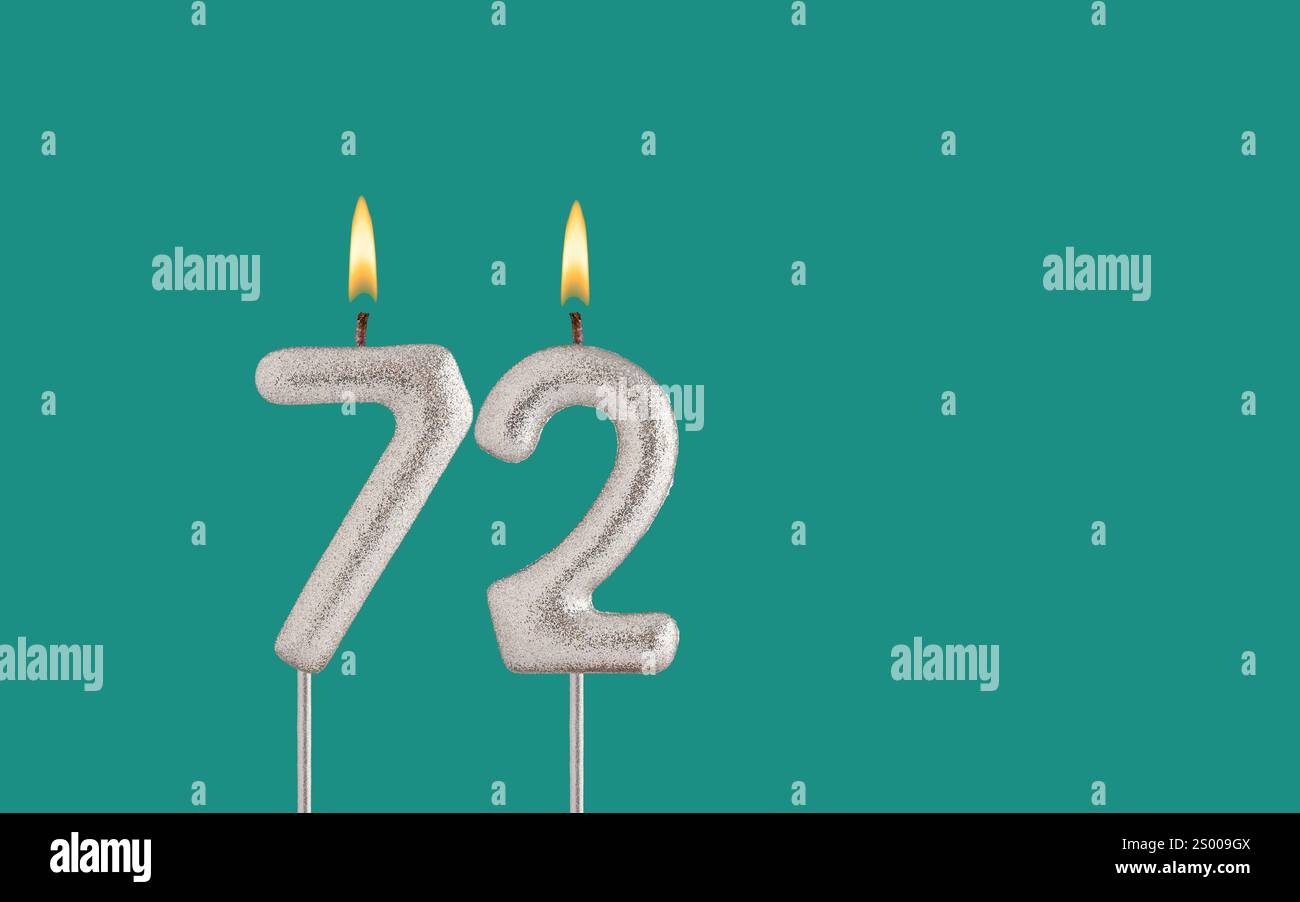 Birthday card on a green background - Candle in the shape of the number ...