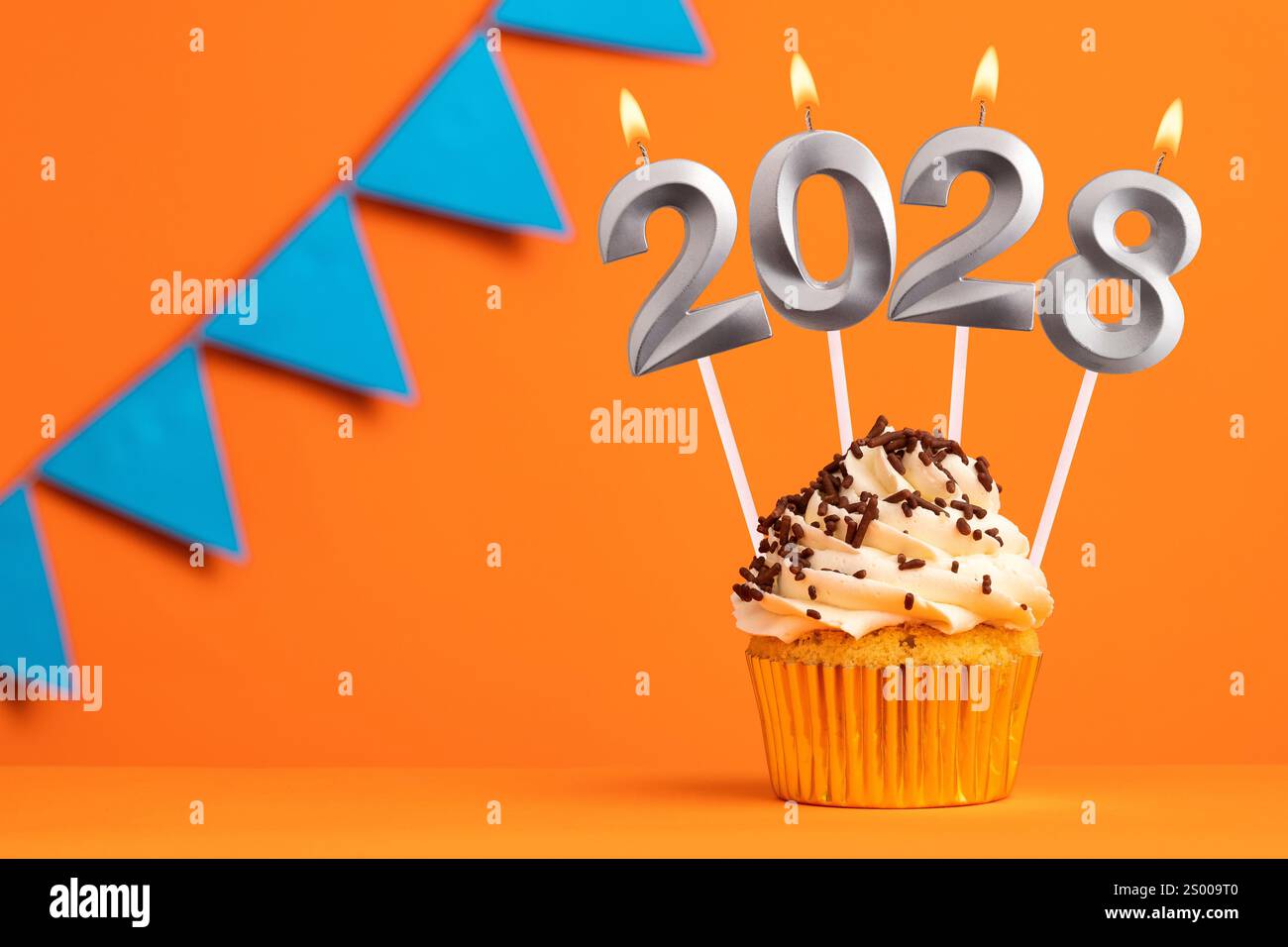 Happy New Year 2028 - Candles in the form of lit numbers Stock Photo ...