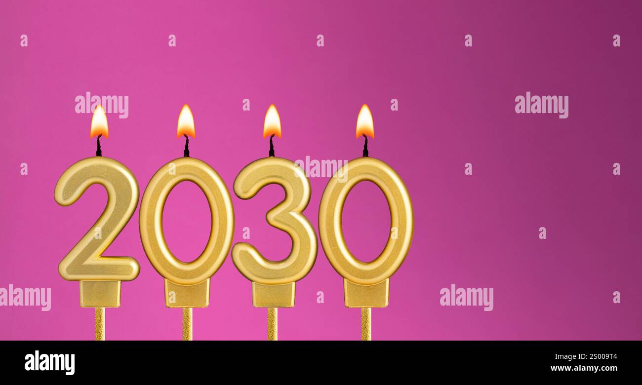 Happy New Year 2030 - Candles in the form of lit numbers Stock Photo ...
