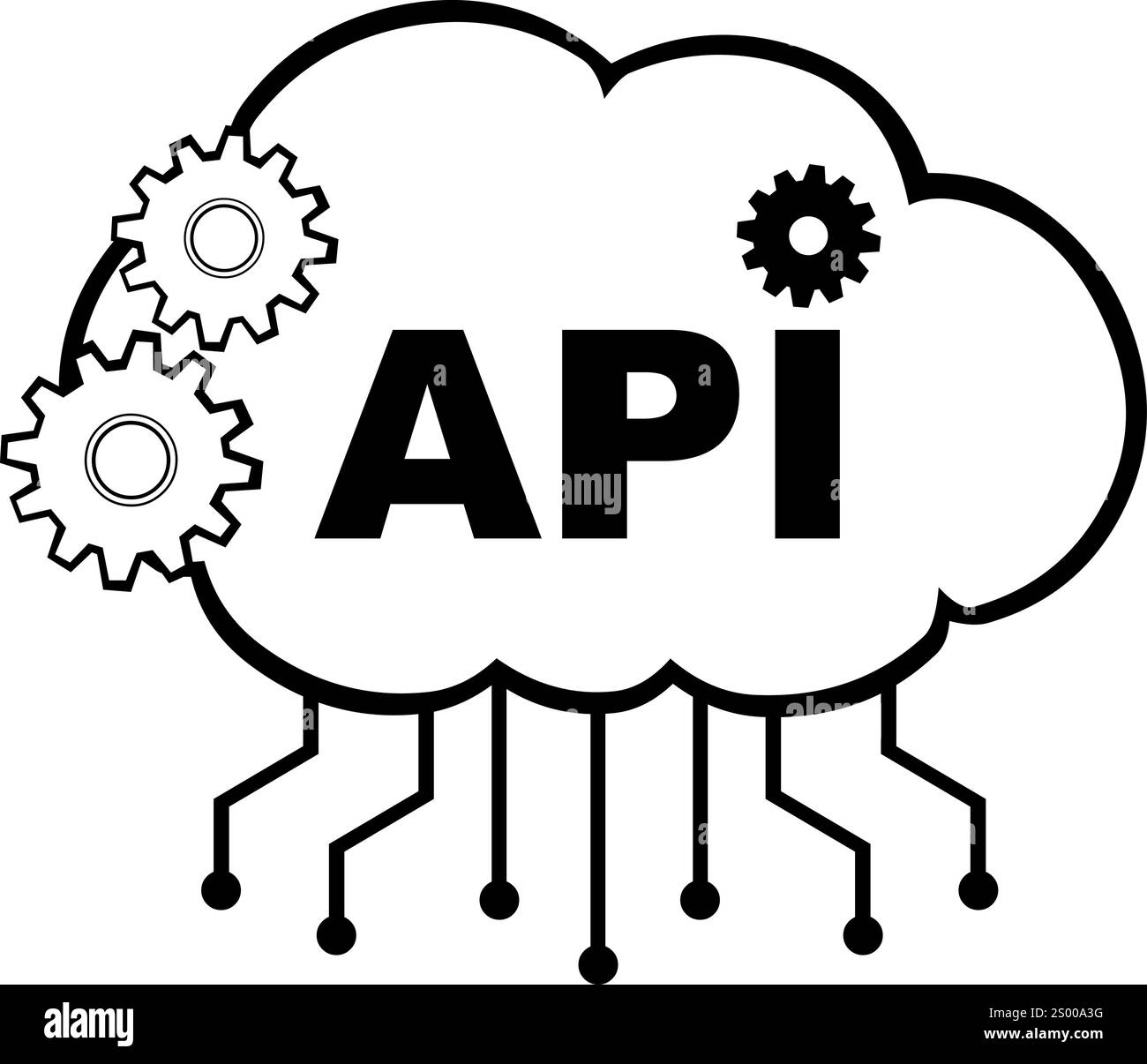 vector illustration drawing black and white icon api web concept Stock ...