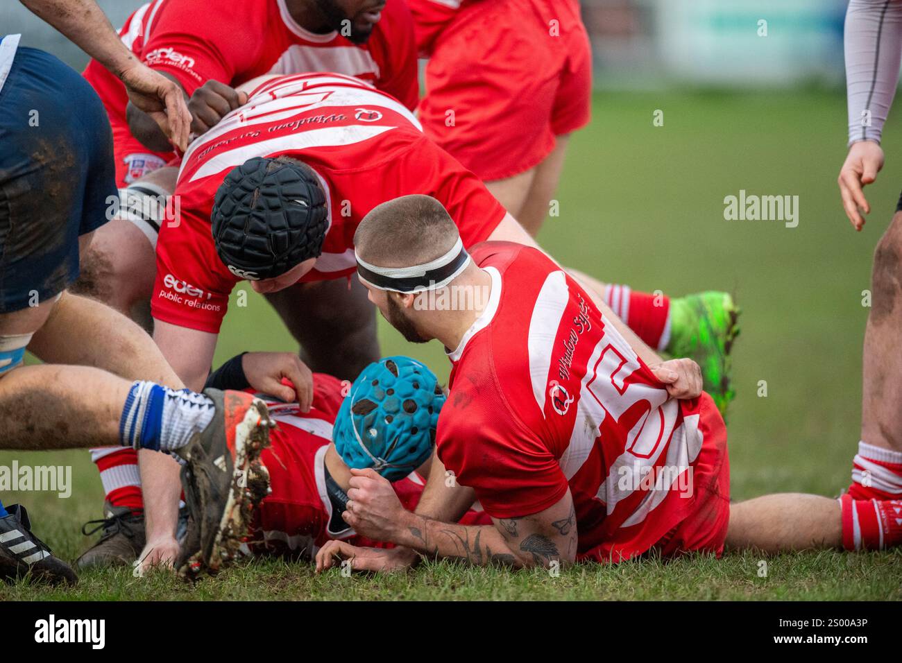 English mens amateur Rugby Union players playing in a league game Stock ...