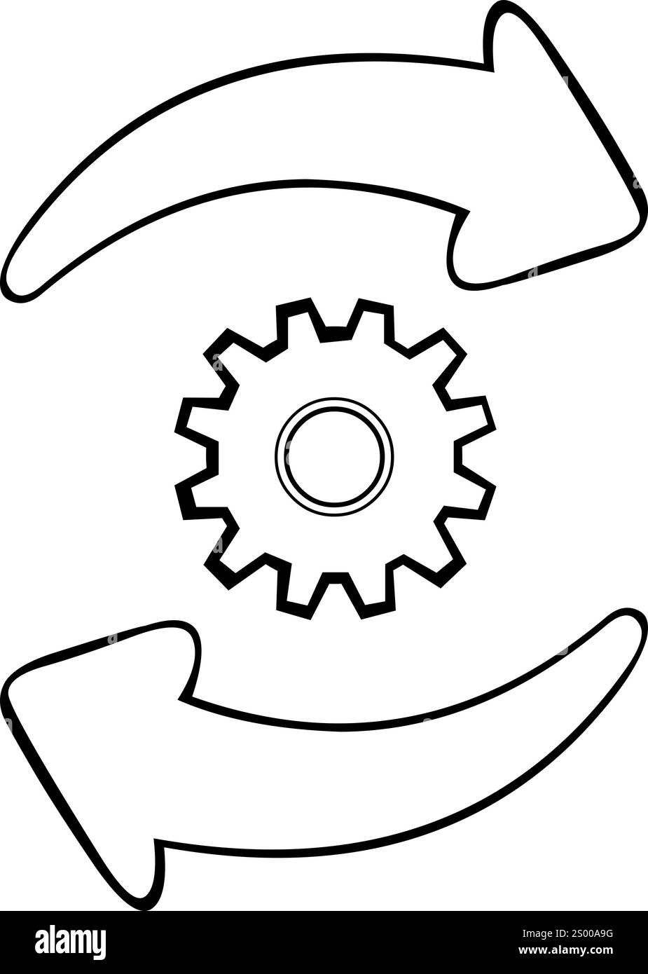 vector illustracion drawing icon arrows and gear process concept ...