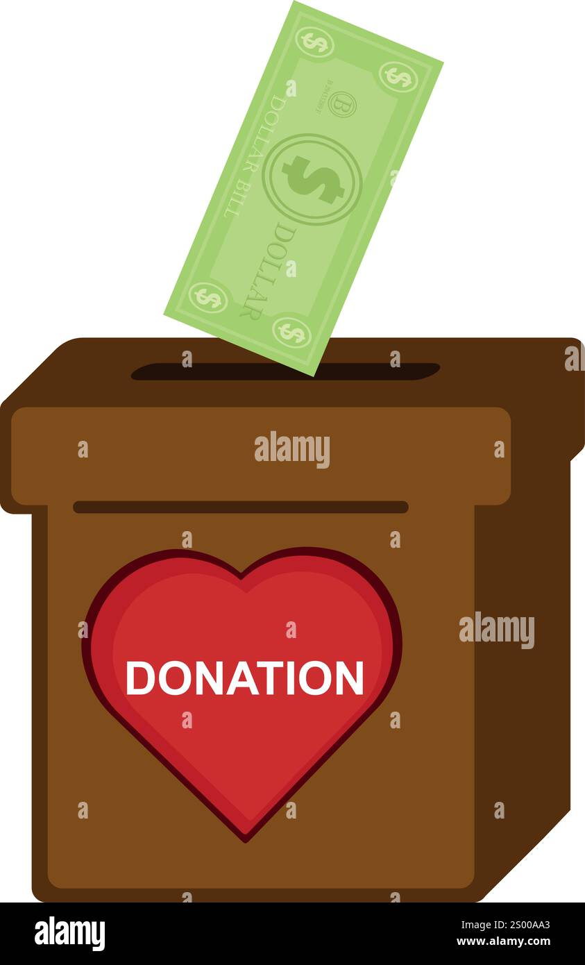 vector illustration dollar bill and donate box Stock Vector Image & Art ...