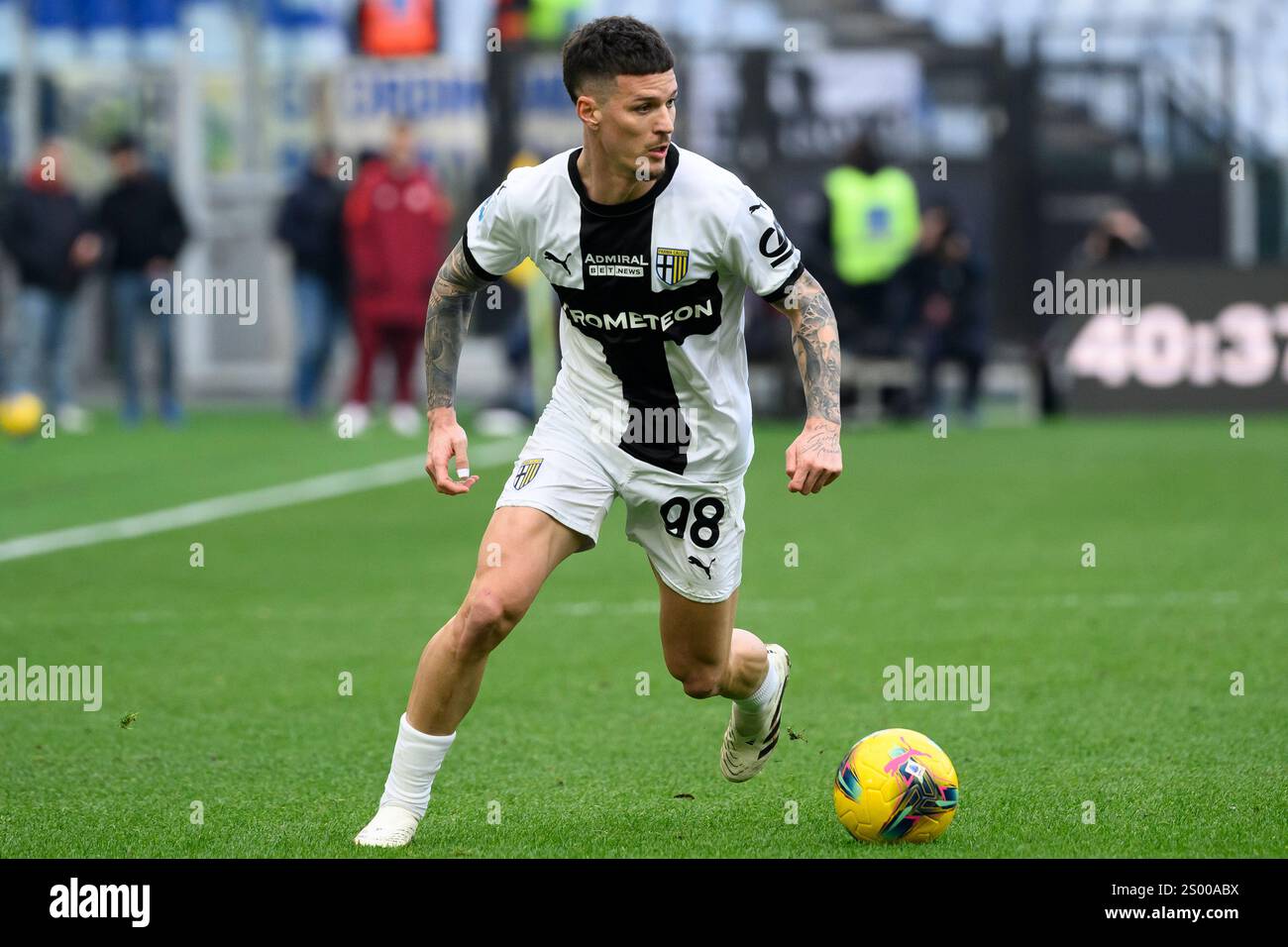 Dennis Man of Parma Calcio in action during the Serie A football match ...