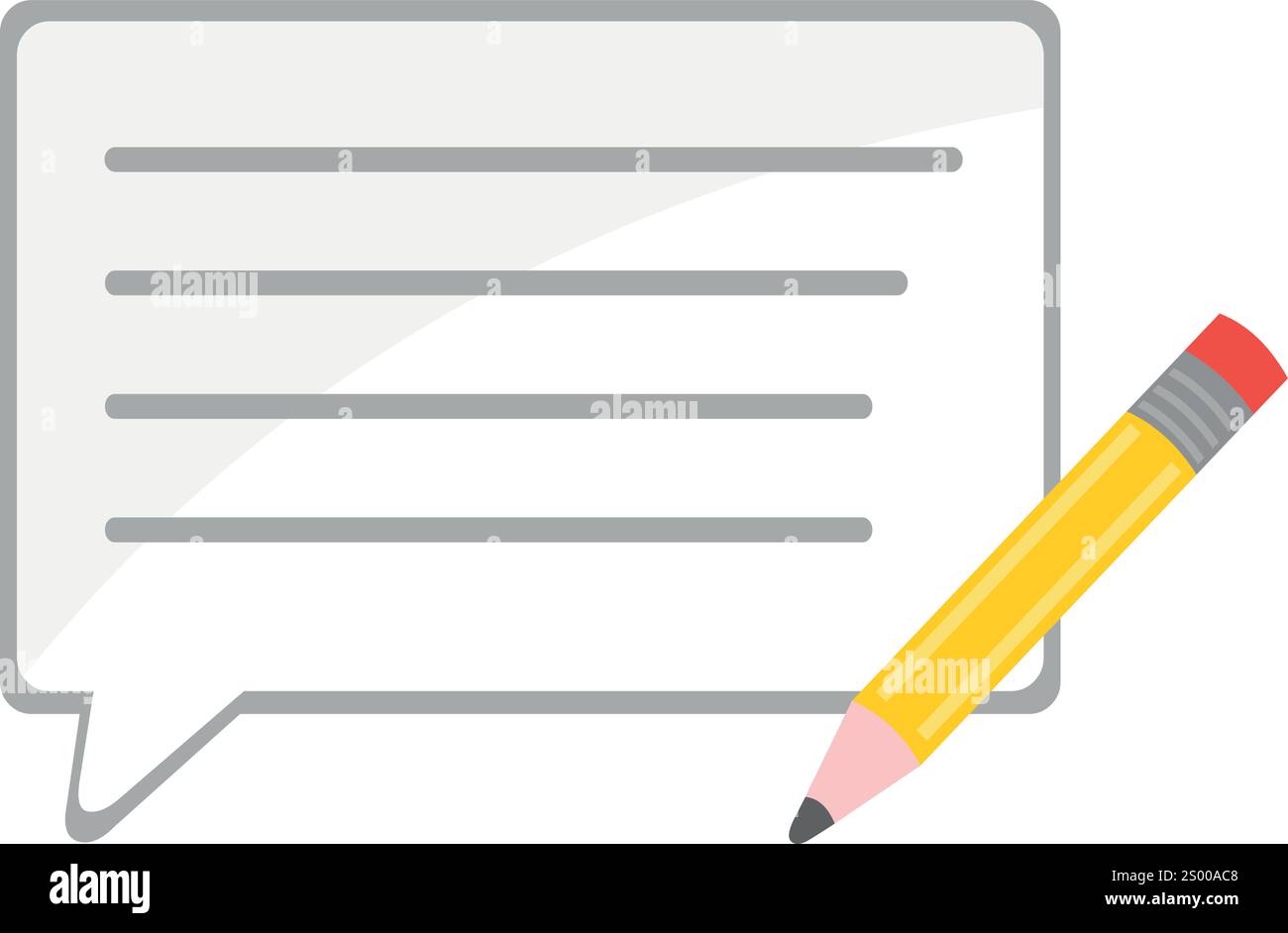 vector illustration icon pencil writing message text in speech bubble ...