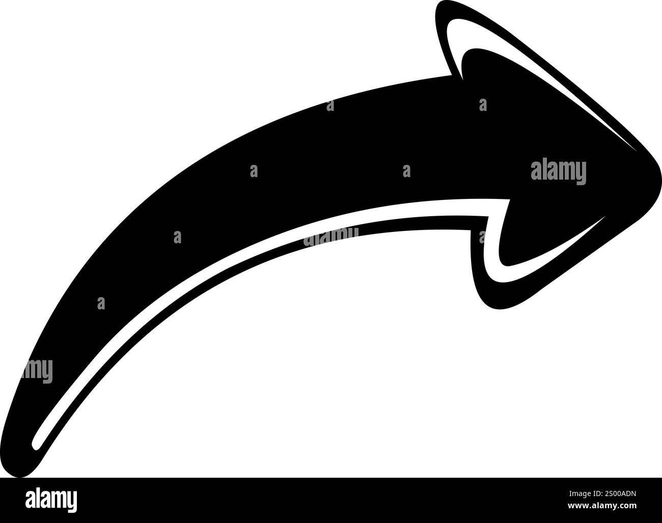 vector illustration black and white icon curve arrow shape, indicating ...