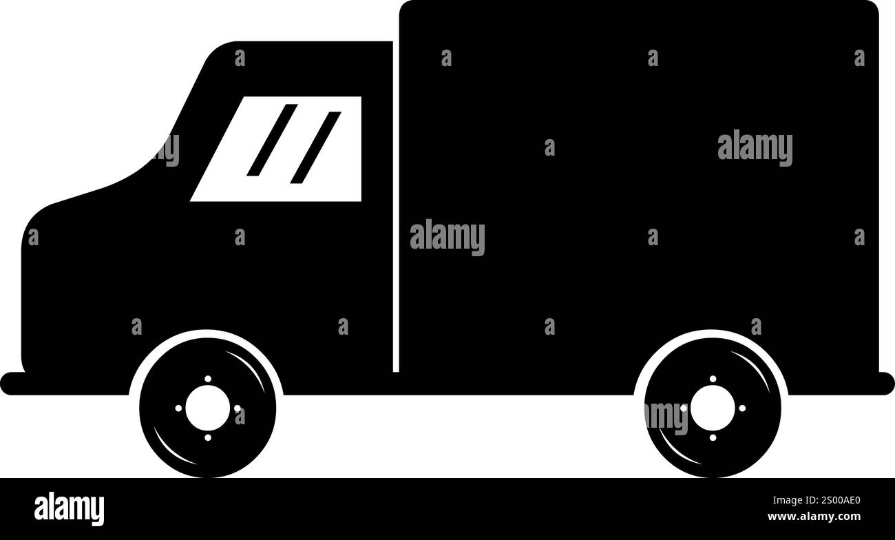 vector illustration black and white icon vehicle truck Stock Vector ...