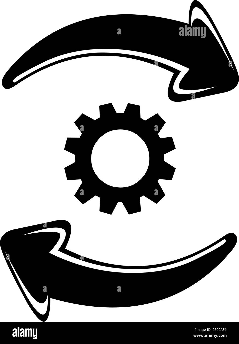 vector illustracion black icon arrows and gear process concept Stock ...