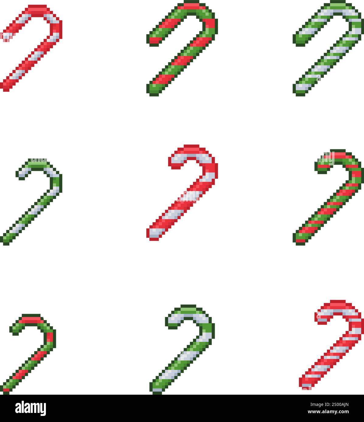 Pixel art candy cane collection. Christmas sweetmeats design embroidery ...