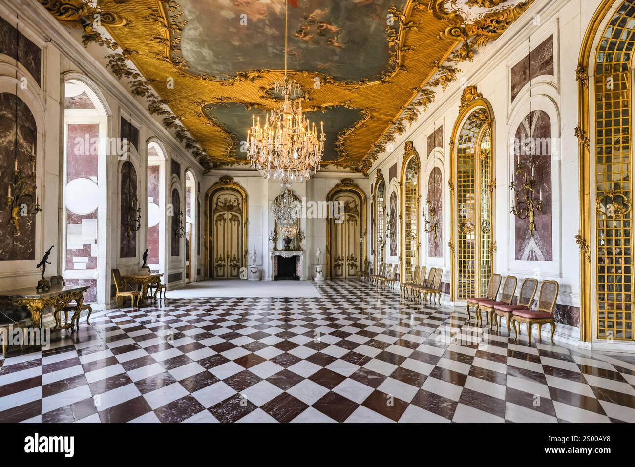 The Marble Hall and Gallery in the New Palace, Neues Palais, Sanssouci ...
