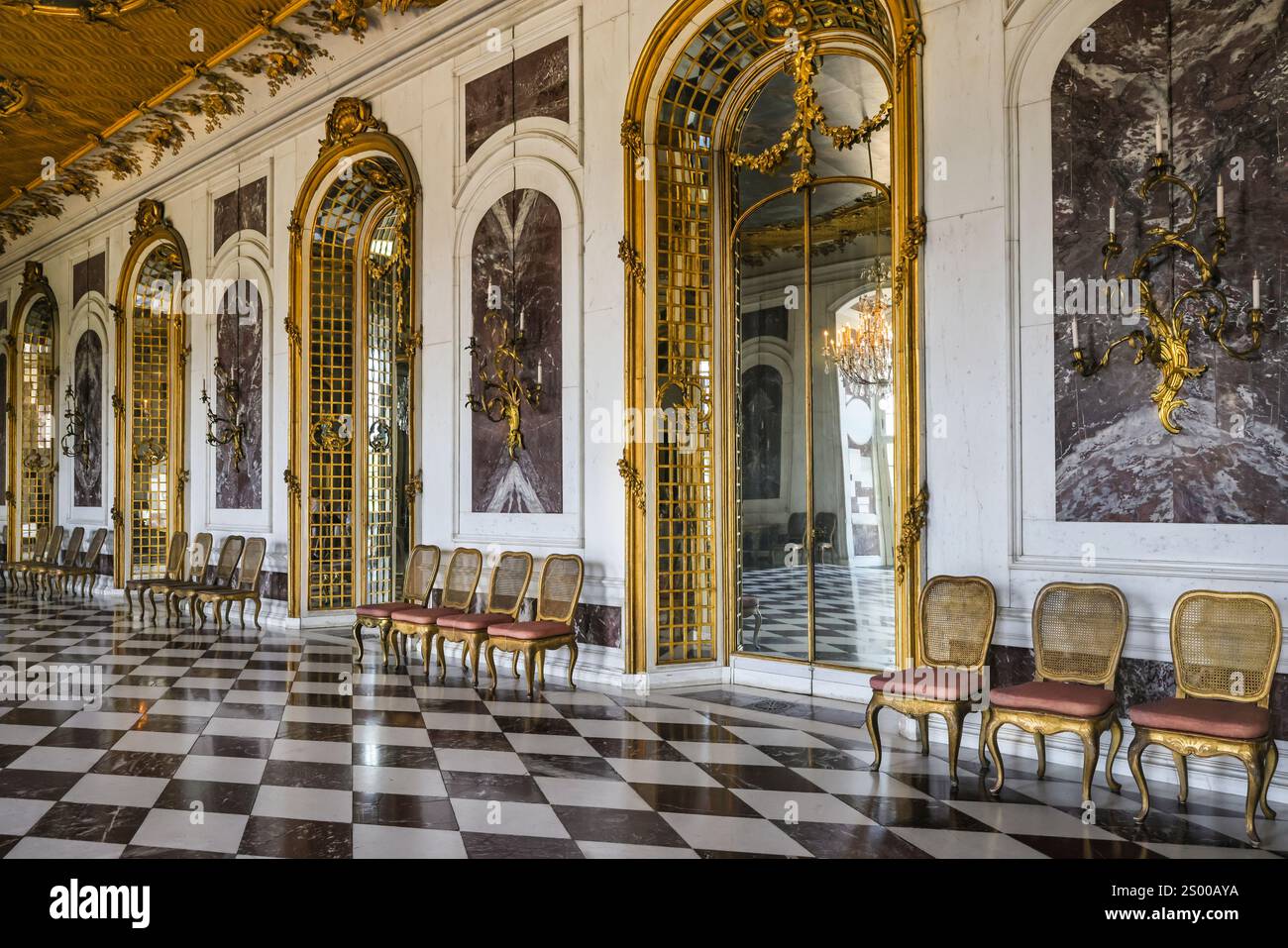 The Marble Hall and Gallery in the New Palace, Neues Palais, Sanssouci ...