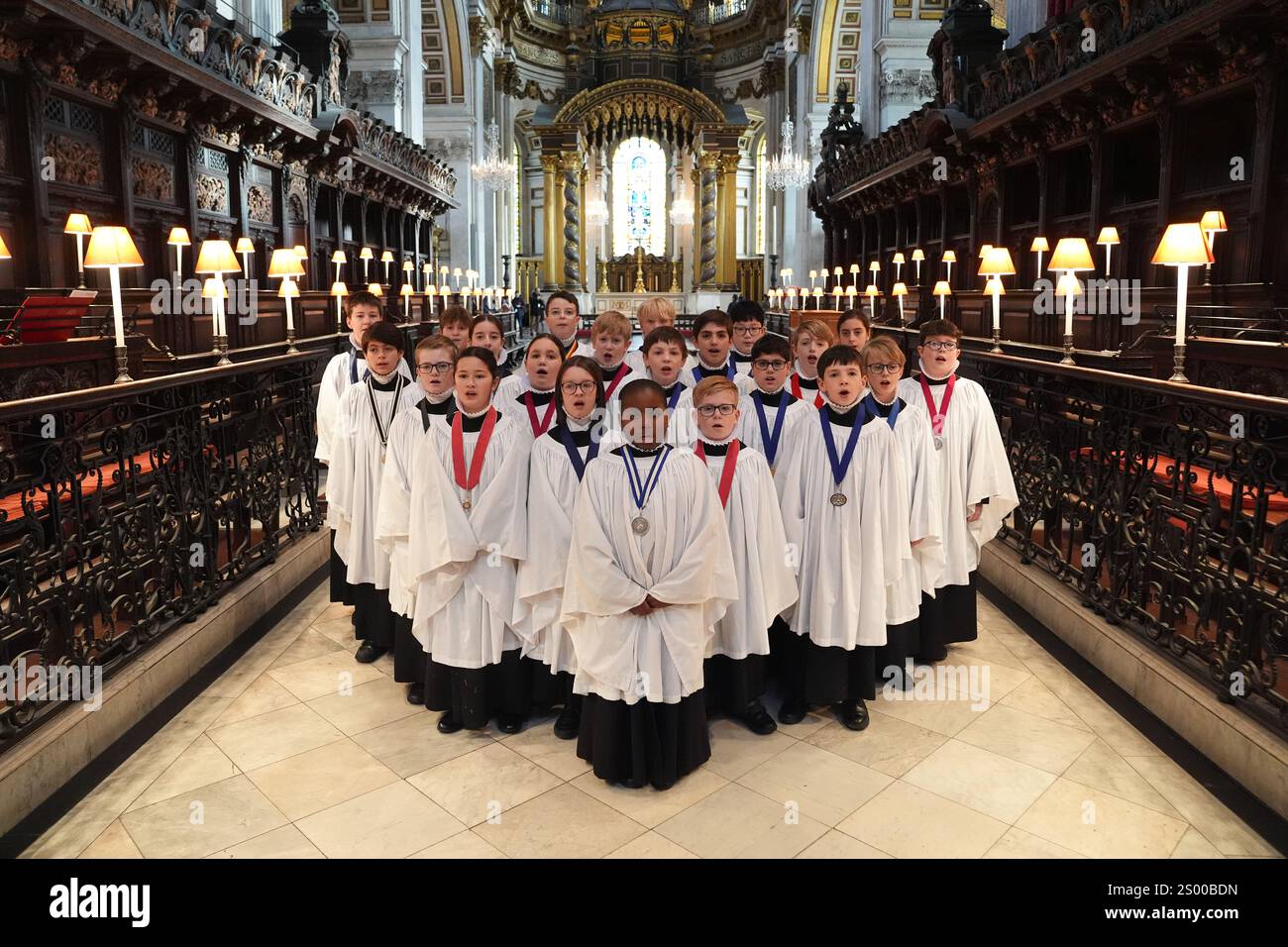 Choristers of St Paul's Cathedral choir in London during their ...