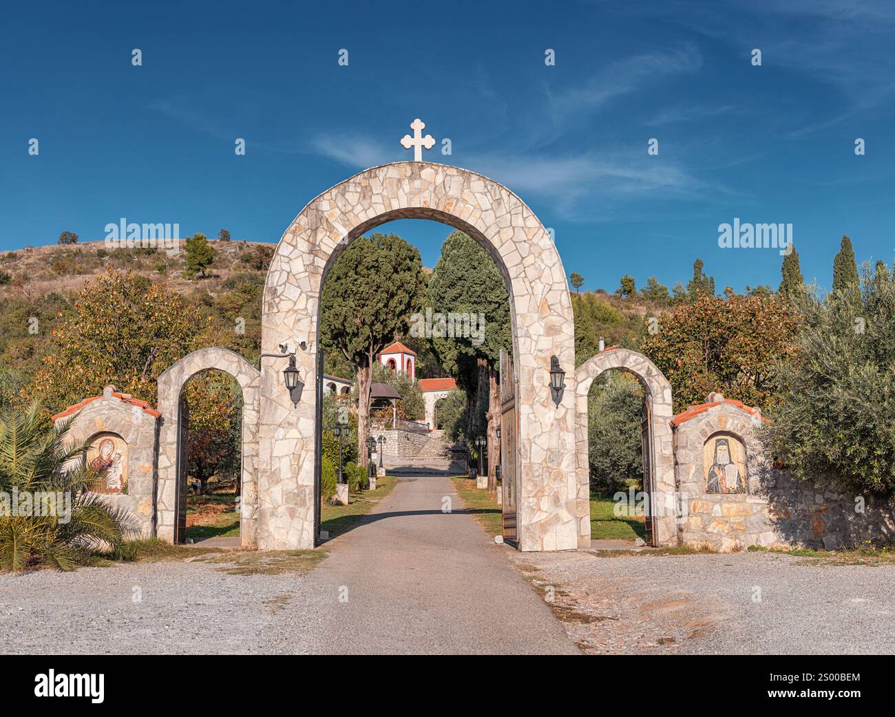 01 November 2024, Podgorica, Montenegro: Scenic view of stone arch with ...