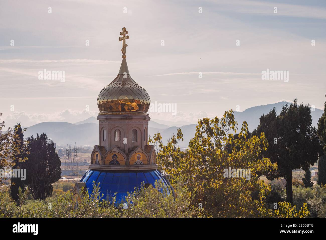 01 November 2024, Podgorica, Montenegro: Golden dome of an orthodox ...