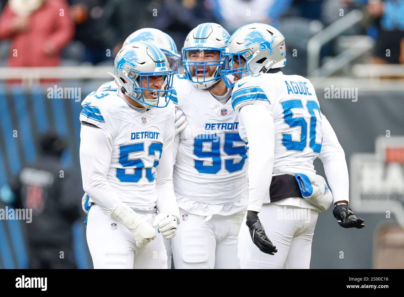 Detroit Lions linebacker Trevor Nowaske (53), defensive end Pat O ...