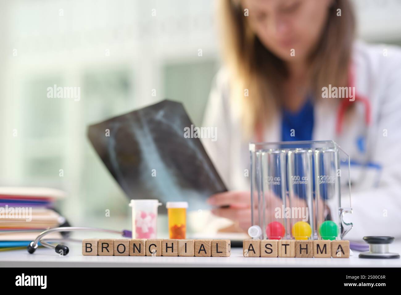 A skilled healthcare professional is meticulously analyzing bronchial ...