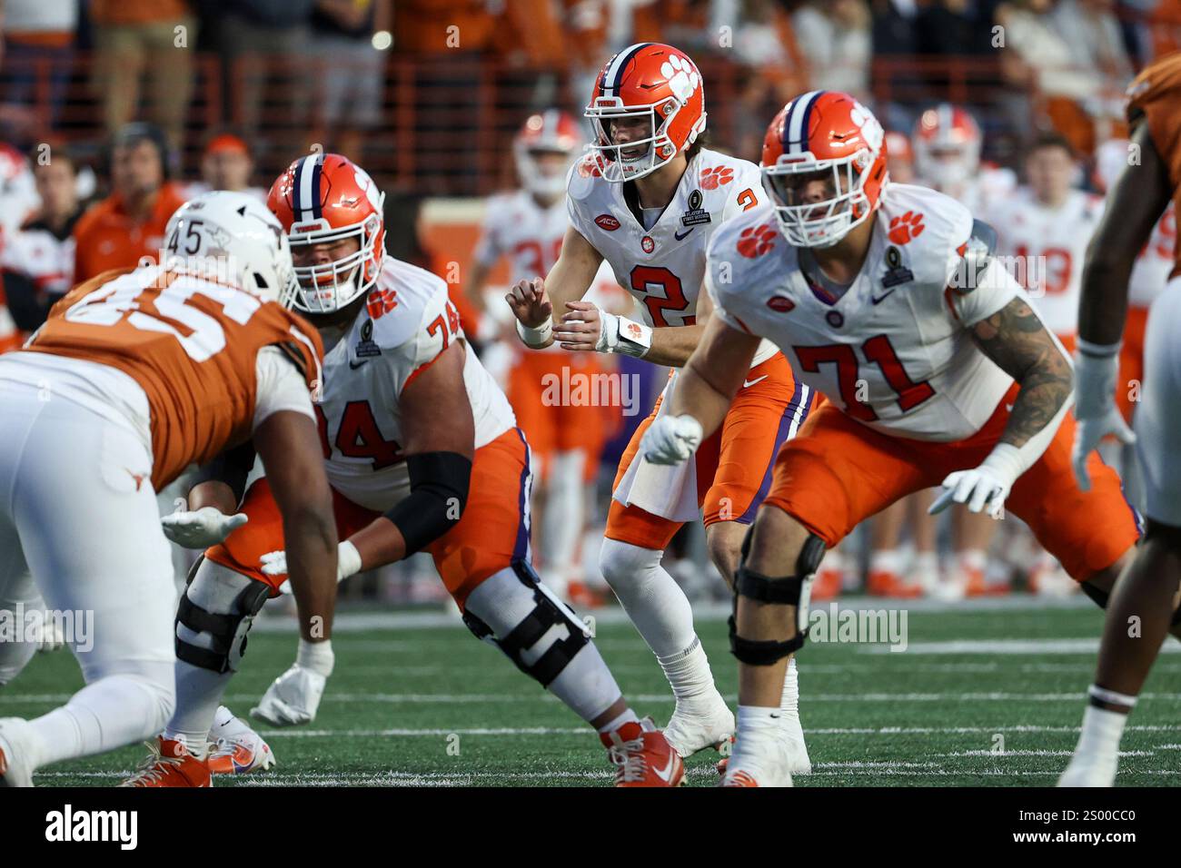 AUSTIN, TX - DECEMBER 21: Clemson Tigers quarterback Cade Klubnik (2) readies for a snap during ...