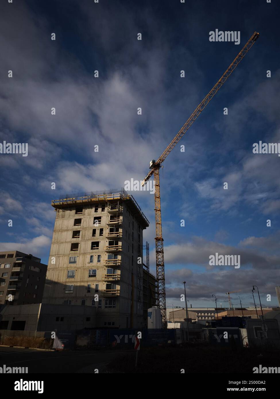 Prague, Czech republic - December 21, 2024: Construction crane building ...