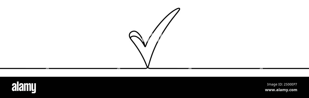 One continuous line illustration of a check mark. Line art of a check ...