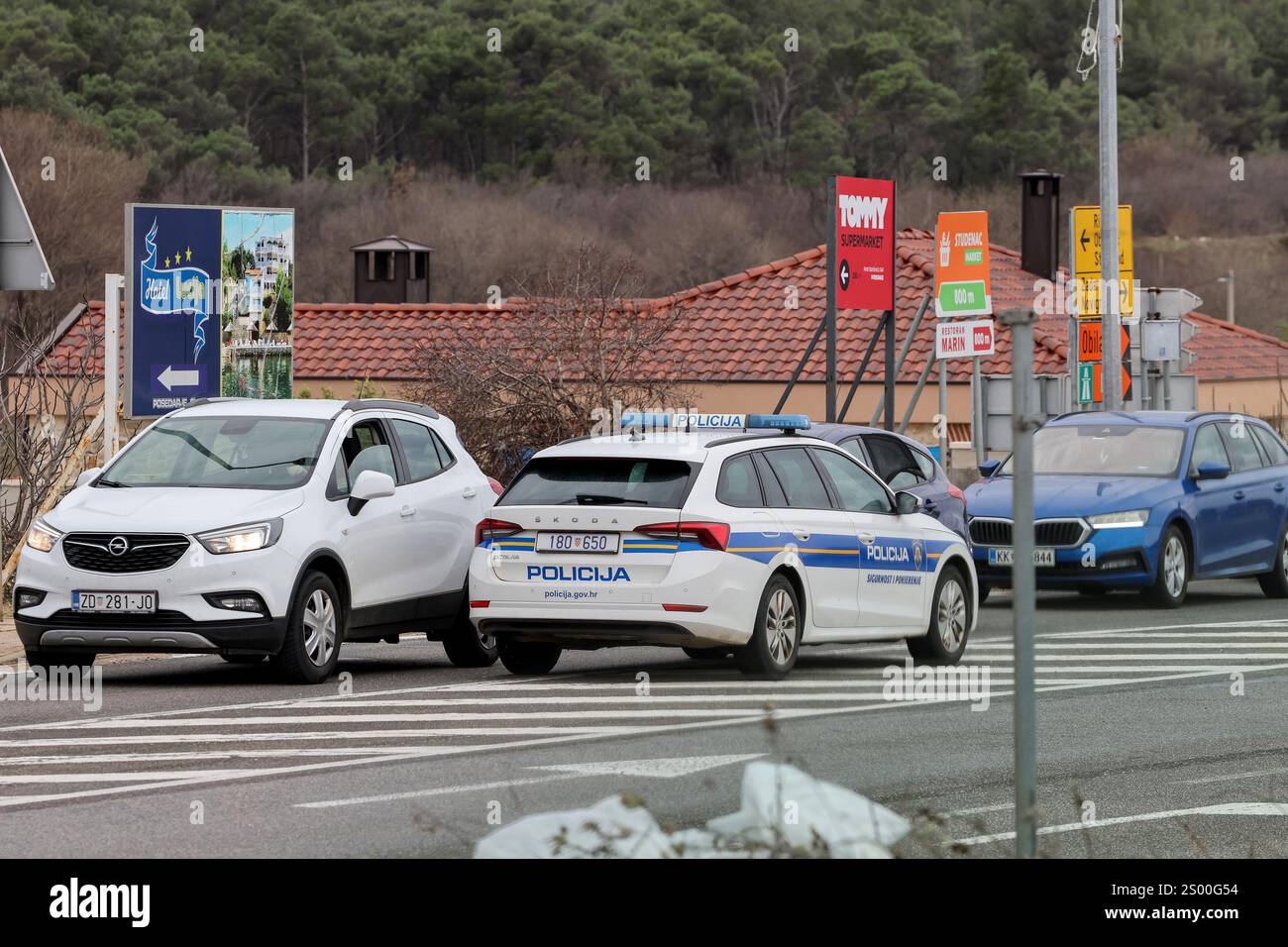 Posedarje, Croatia. 23rd Dec, 2024. The A1 motorway is closed to all ...