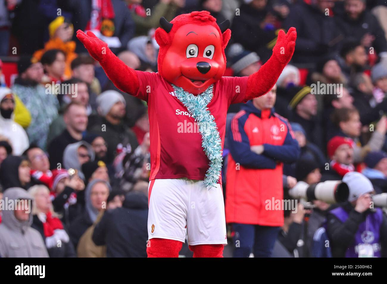Manchester, UK. 22nd Dec, 2024. Manchester United mascot Fred the Red ...