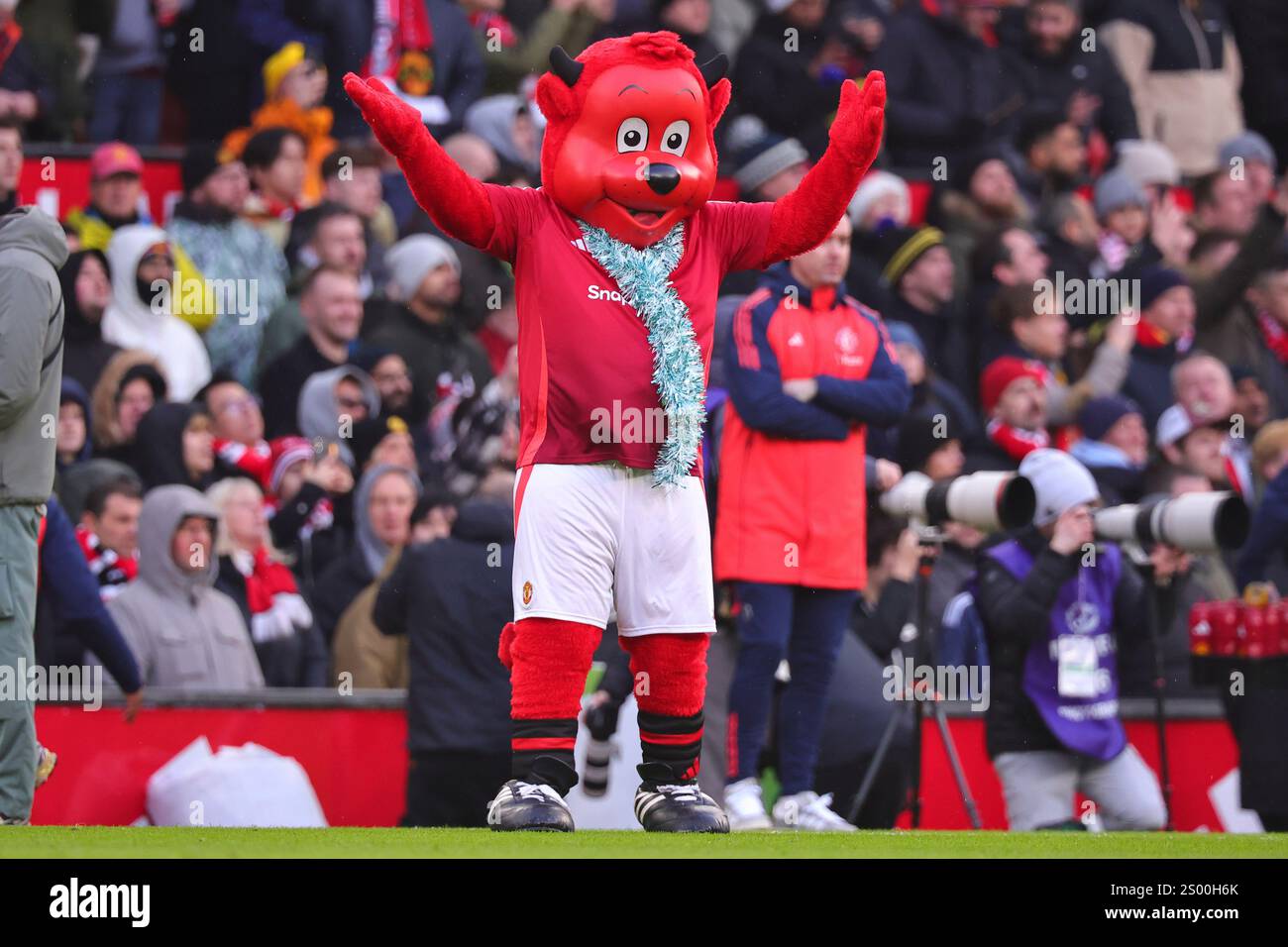 Manchester, UK. 22nd Dec, 2024. Manchester United mascot Fred the Red ...
