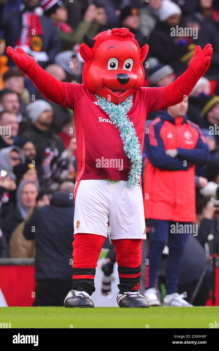 Manchester, UK. 22nd Dec, 2024. Manchester United mascot Fred the Red ...