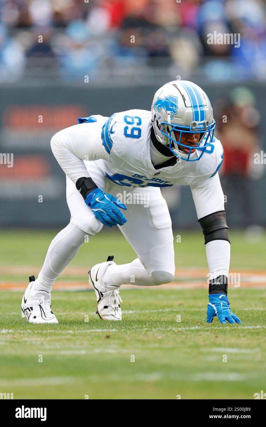 Detroit Lions linebacker Al-Quadin Muhammad (69) lines up during the ...