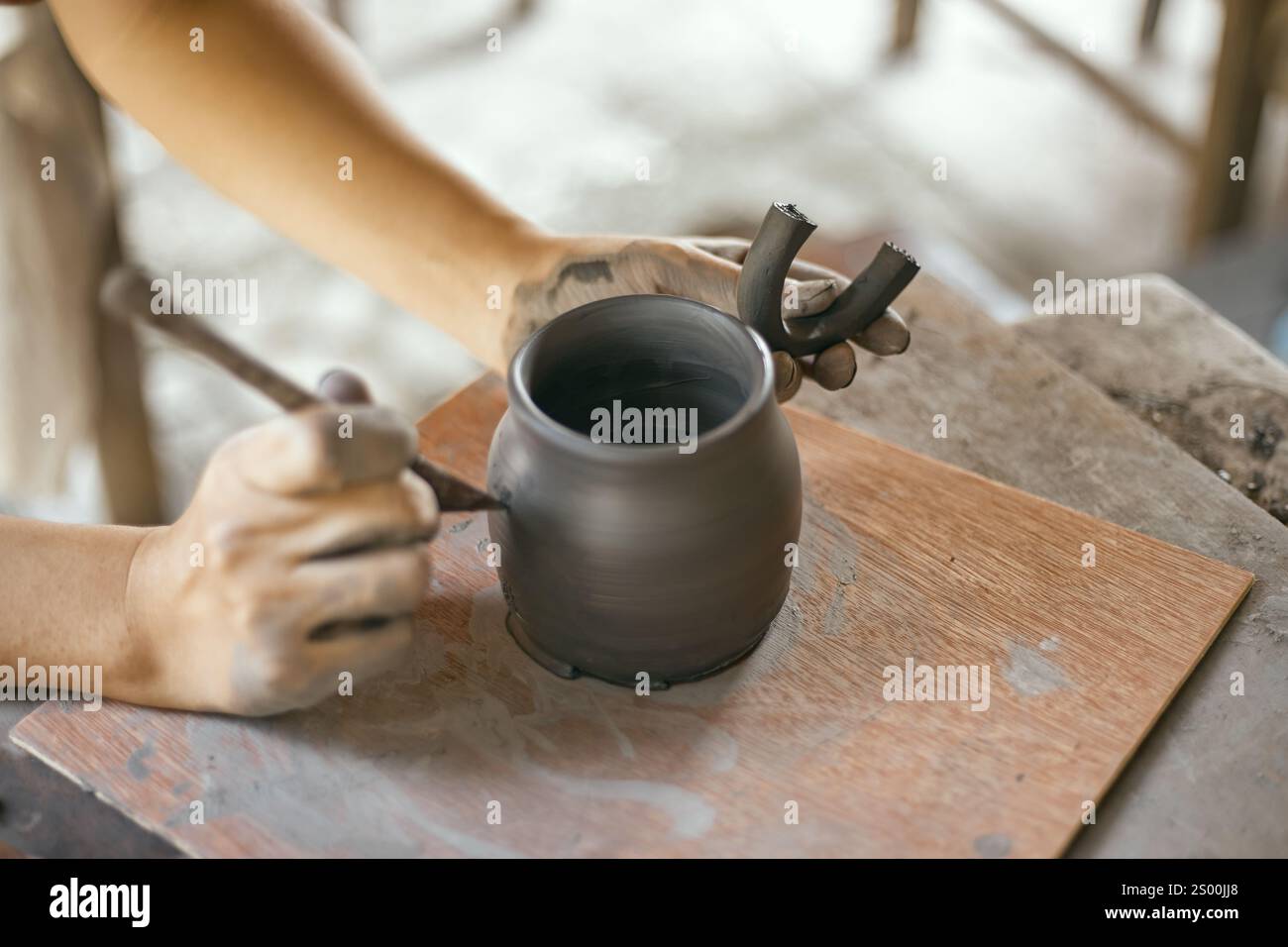 Ceramic workshop. The process of creating pottery Stock Photo - Alamy
